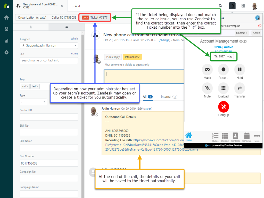Frontline Agent Console for CXone App Integration with Zendesk Support